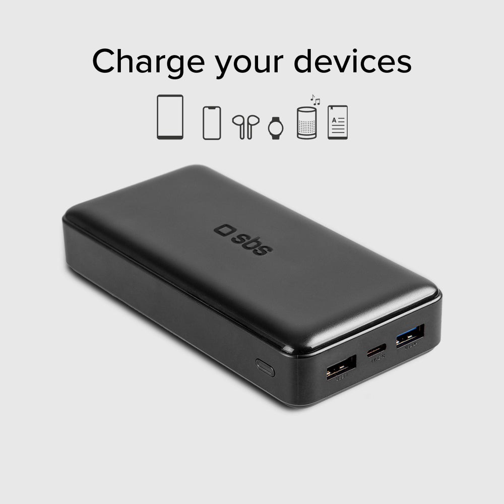 Fast charge powerbank: 20,000 mAh, 2 USBs | SBS